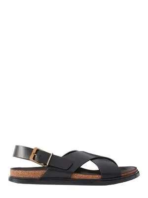 THE ROW Buckled Leather Sandals - Black