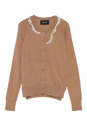 Simone Rocha Embellished Round Neck Cardigan - Brown