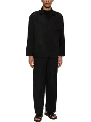 GONGDID DESIGN Textured Pocketed Shirt Jacket - Black