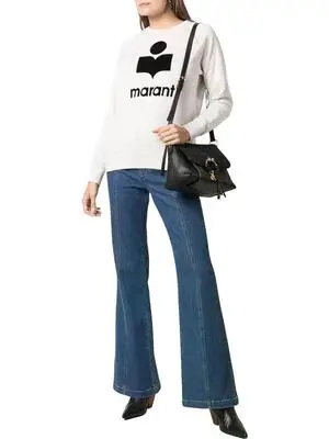 MARANT ETOILE Isabel Logo-print Crew-neck Sweatshirt - Neutrals