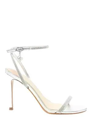 Guess Embellished Ankle Strap Sandals Silver