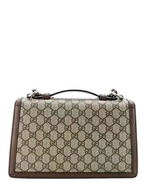 Gucci Dionysus Top Handle Chain Bag Gg Coated Canvas Small Satchel - Brown