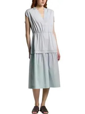 Peserico V-neck Tiered Midi Dress - Blue
