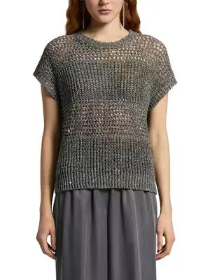 Peserico Openwork Knitwear With Sequins - Grey