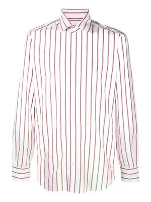 BARBA NAPOLI Stripe-print Cotton Shirt - Red