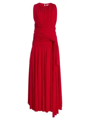 Brandon Maxwell The Isadora Draped Jersey Maxi Dress - Red