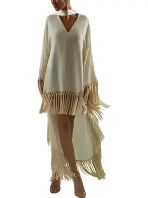 TALLER MARMO Cecil Kaftan Dress With Fringe Detailing - Neutrals