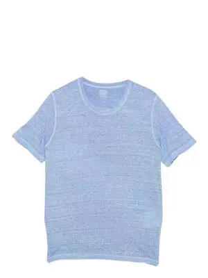 120% Lino Linen Crew-neck T-shirt - Blue