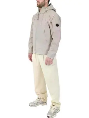 C.P. COMPANY Zip-up Hooded Jacket - Neutrals