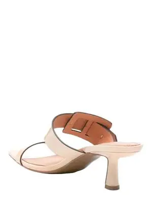 BIBI LOU Buckled Leather Mules - Neutrals