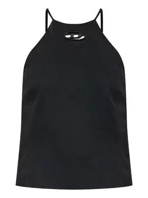 DIESEL® Elma Halterneck Top With Oval-d Plaque - Black