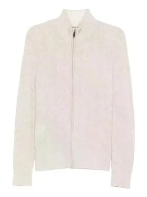 N.peal Cable Zip Cardigan - Neutrals