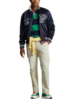 Polo Ralph Lauren Satin Letterman Bomber Jacket - Blue