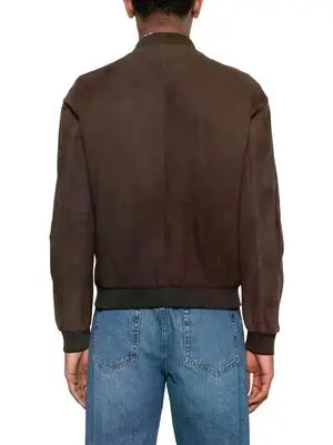 MOORER Suede Bomber Jacket - Brown