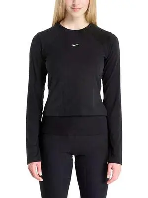 Nike Long Sleeve Top With Embroidered Logo - Black