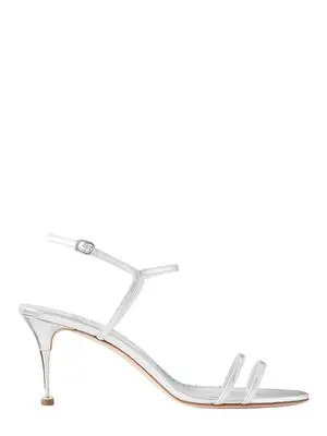 Manolo Blahnik Ciagalo 70 Metallic Leather Sandals Silver