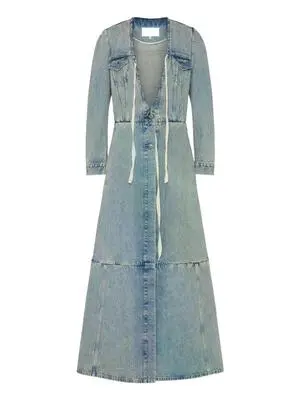 MAISON MARGIELA Patchwork Tie-detail Coat - Blue