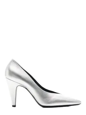 Alaïa ALAÏA Cone Laminated Leather Pumps Silver