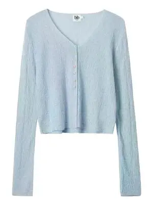 B+AB V-neck Buttoned Cardigan - Blue
