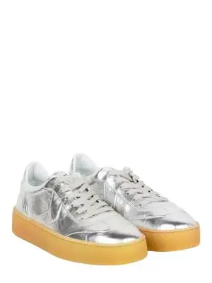 VOILE BLANCHE Leather Lace-up Sneakers - Silver