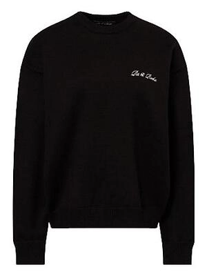 RU & ROCKA Logo Embroidered Round Neck Knitted Jumper - Black