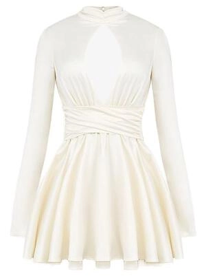 House Of Cb Aryana" Bow Embellished Stretch-satin Mini Dress - Ivory
