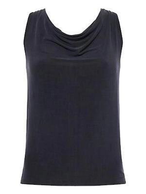 PEACHY DEN Cowl Neck Stretch-woven Top - Graphite