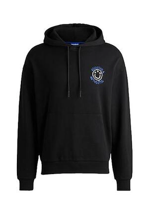Hugo Graphic-print Relaxed-fit Cotton-jersey Hoodie - Black