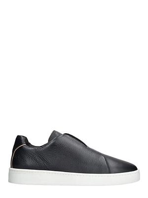 AURELIEN Leather Trainers - Navy
