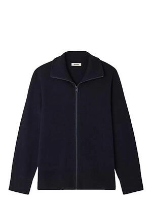 Sandro Zip-up Trucker Wool Cardigan - Bleus