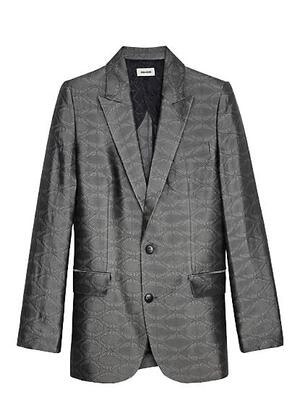 Zadig&Voltaire Vegy Monogram Jacquard Single-breasted Woven Blazer - Anthracite