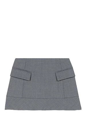 Maje Ruffle-hem Poplin Wool-blend Mini Skirt - Grey
