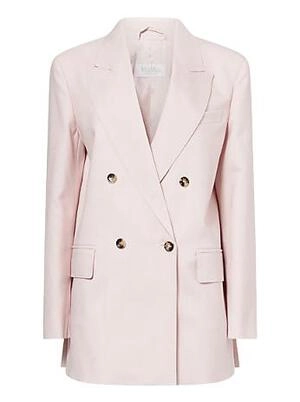Max Mara Double-breasted Wool-silk Blend Blazer - Beige Pink