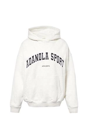 ADANOLA Oversized Cotton Hoodie With Embroidered Logo - Light Grey Melange
