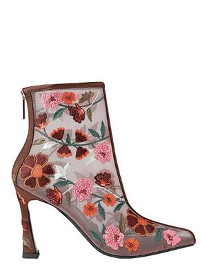 Kurt Geiger Transform Embroidered Woven Heeled Ankle Boots - Brown/oth