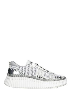 Chloé Chloé Woven Trainers With Contrast Stitching Silver Com