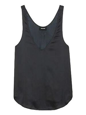 Zadig&Voltaire Sleeveless Scoop Neck Satin Top - Black