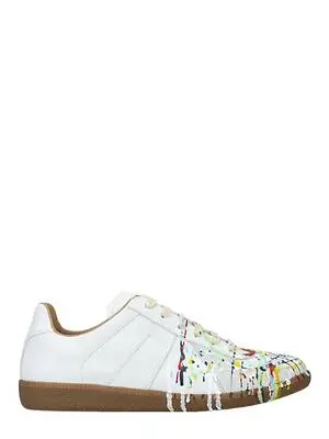 MAISON MARGIELA Maison Margiela Replica Paint Splatter Leather Low-Top Trainers White/oth