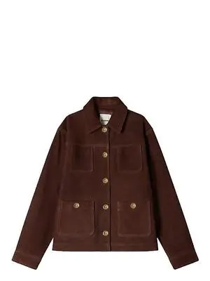 Sandro Four-pocket Suede Jacket - Black Brown
