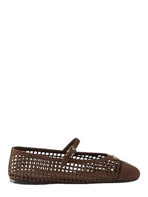 Prada Triangle Logo Crochet Ballerina Flats - Brown