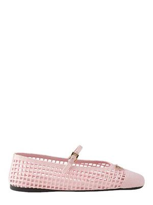 Prada Triangle Logo Crochet Ballerina Flats - Pink