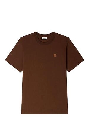 Sandro Logo-patch Crewneck Cotton T-shirt - Ginger Bread