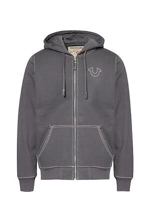 True Religion Big-t Contrast-stitching Relaxed-fit Cotton-blend Hoodie - Iron Gate