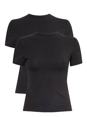 SKIMS Pack Of Two Stretch-cotton T-shirts - Soot