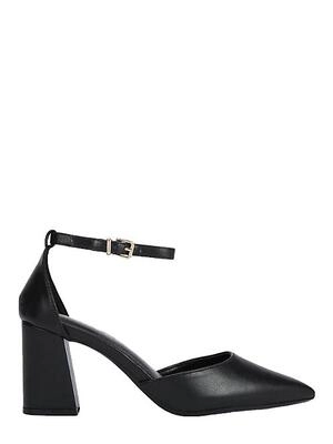 Carvela Faux-leather Pointed Toe Court Shoes With Ankle Buckle - Black