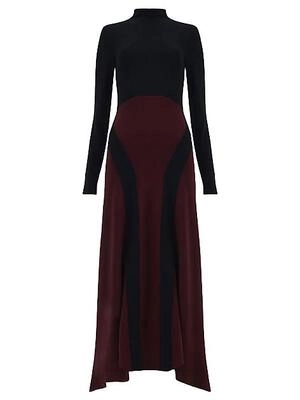 LEEM High-neck Knitted Maxi Dress - Red