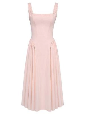 House Of Cb Dorothy Gathered Midi Dress - Veiled Rose