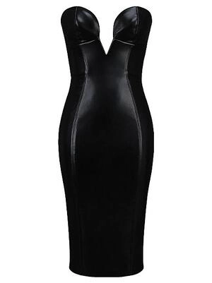 House Of Cb Shia Strapless Plunge Neck Midi Dress - Black
