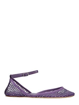 Christopher Esber Mesh Ballet Flats With Crystal Embellishments - Viola