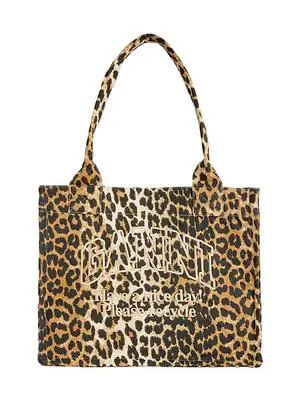 GANNI Easy Shopper Large Cotton Tote Bag - Leopard